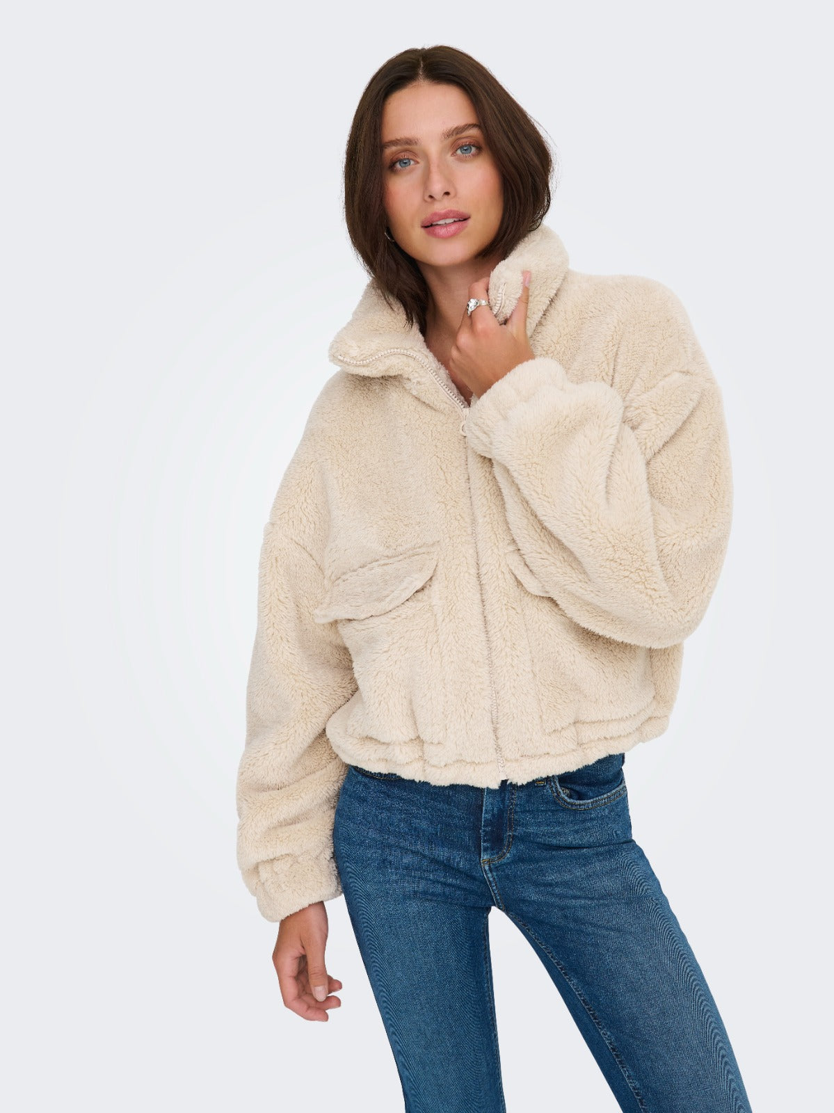 Anna Faux Fur High Neck Bomber Jacket – RUBY ROOM