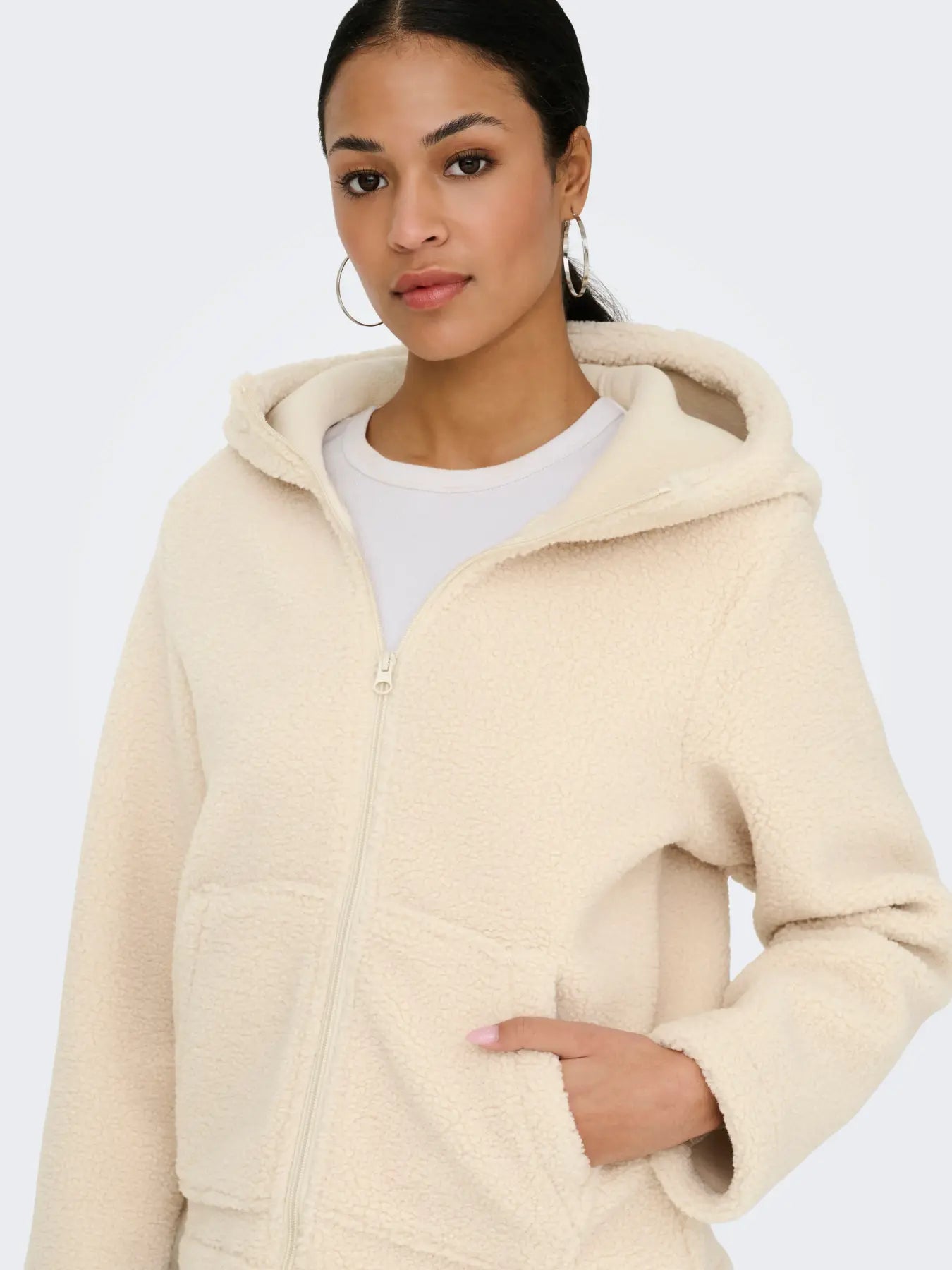 Reba Teddy Hooded Zip-up Jacket – RUBY ROOM